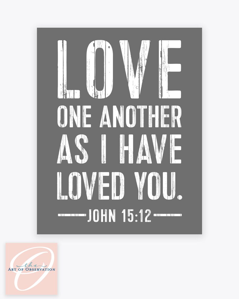 Bible Verse Wall Art Canvas or Print Love One Another Quote - Etsy