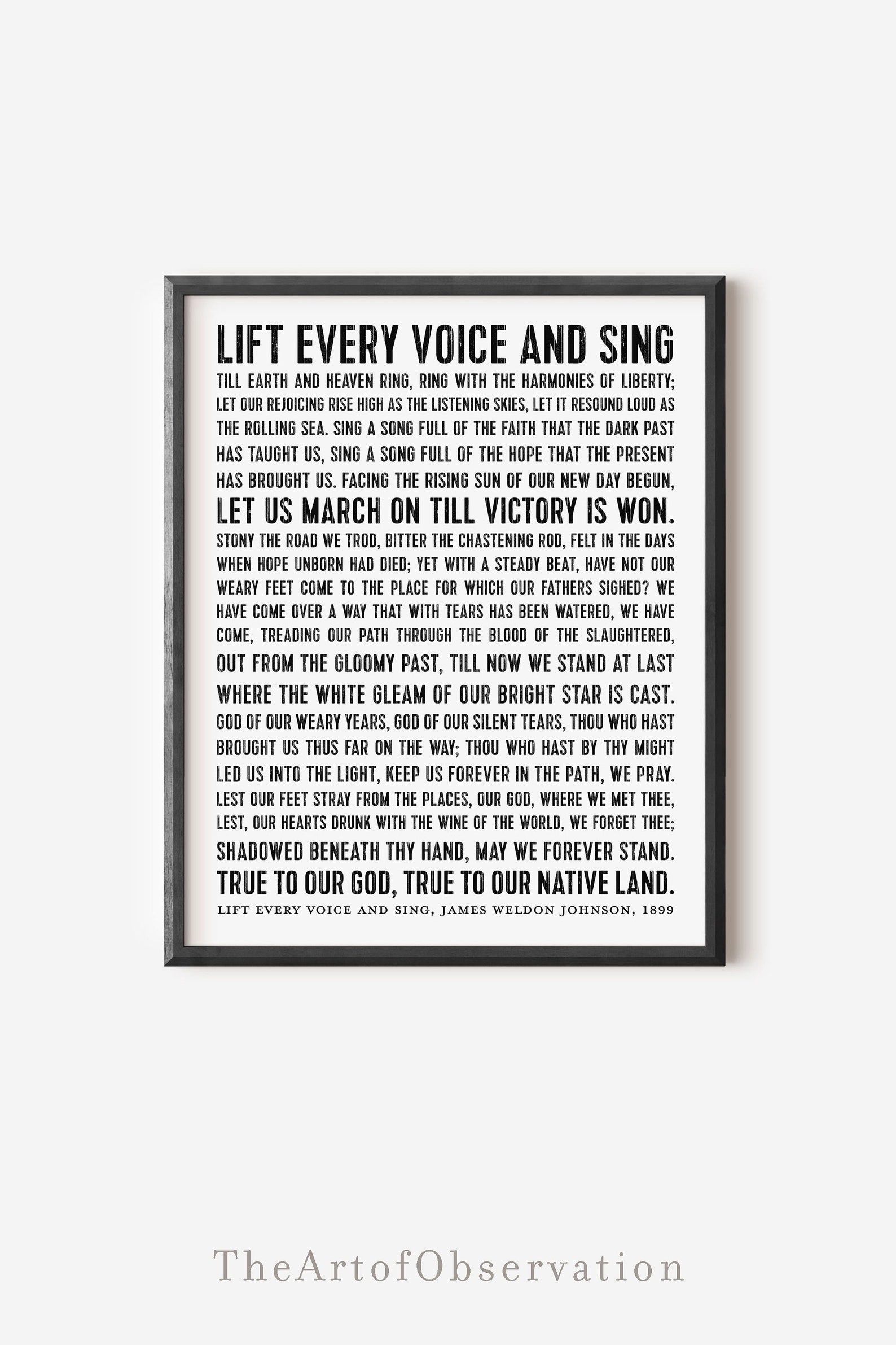 Lift Every Voice and Sing Art Print Framed Black National Anthem Lyrics ...