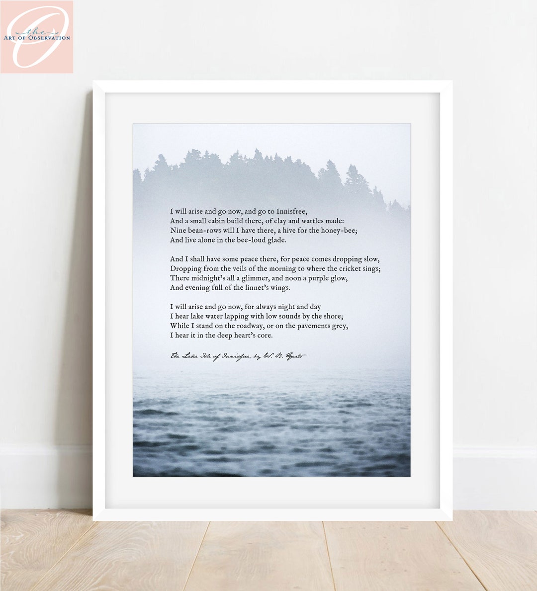 Lake Isle of Innisfree Framed Print WB Yeats Poem Wall Art William ...