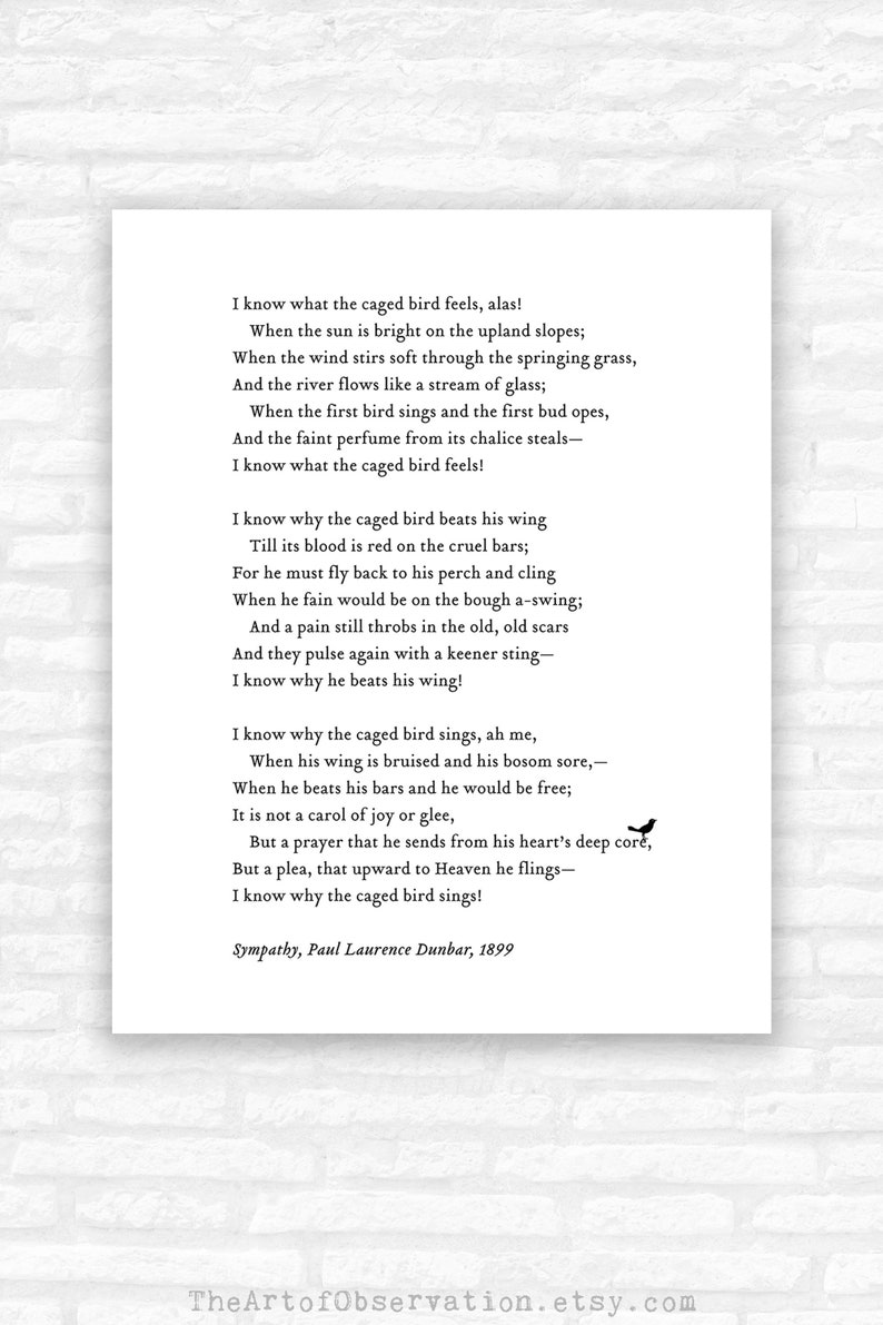I Know Why the Caged Bird Sings Poetry Wall Art Print Paul - Etsy