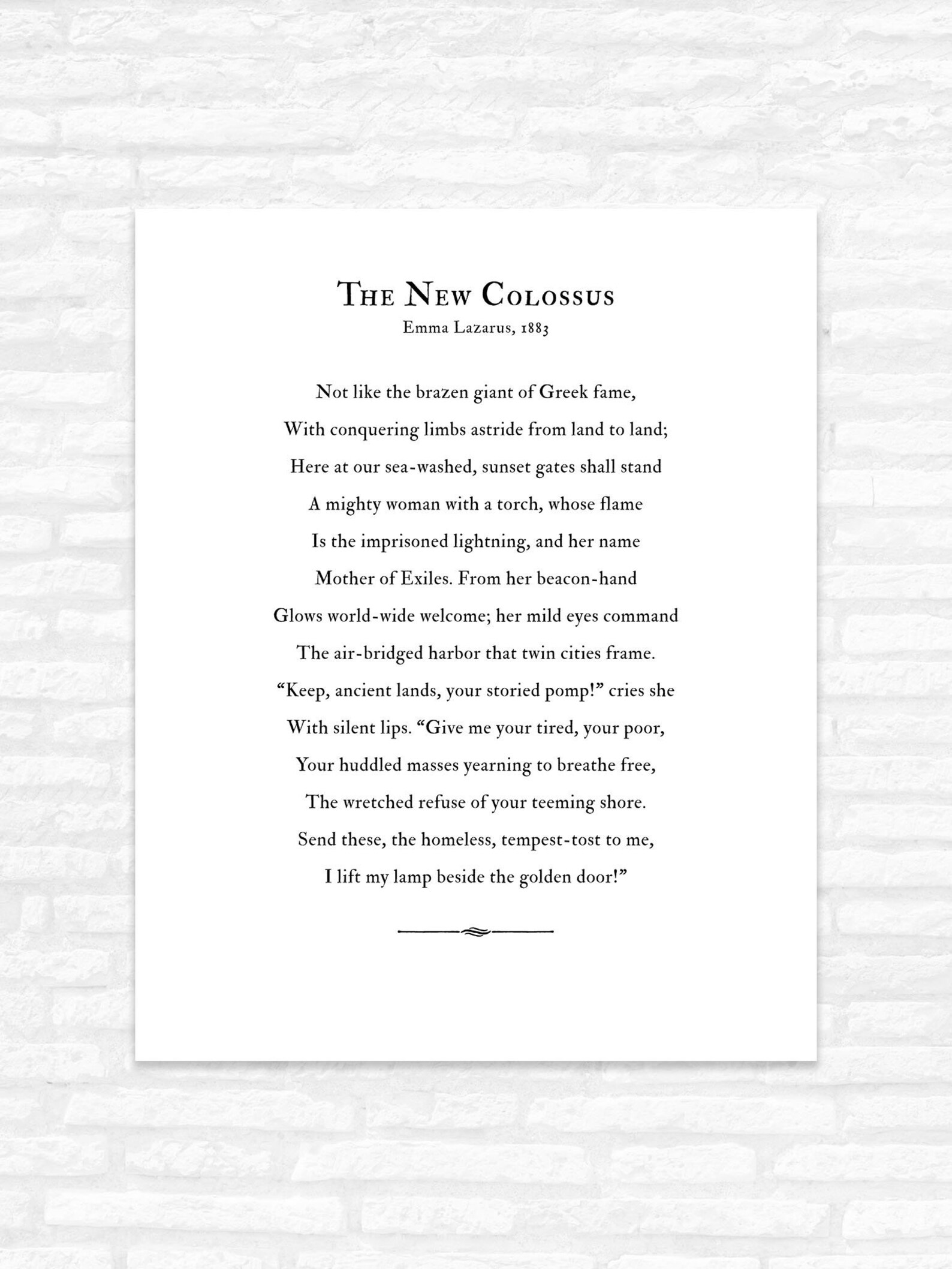 The New Colossus by Emma Lazarus Framed Poem Print, Give Me Your Tired ...
