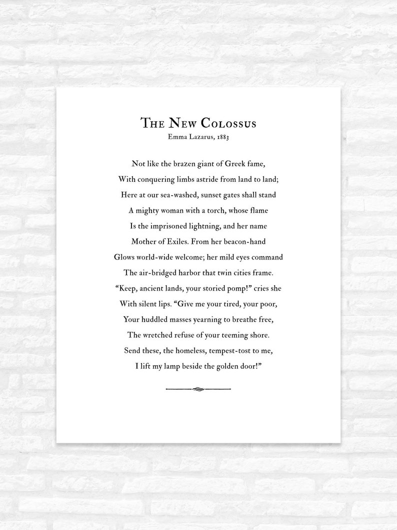The New Colossus Wall Art Print Poem by Emma Lazarus - Etsy