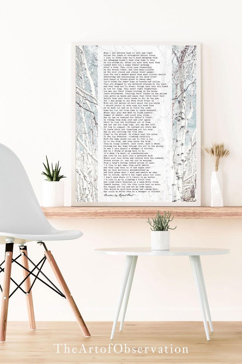 Robert Frost Birches Poem Wall Art Print Robert Frost Poetry - Etsy