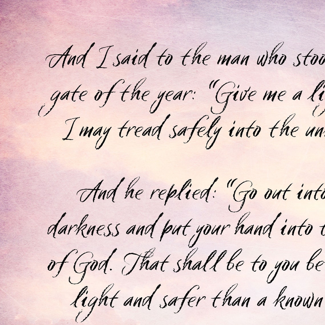 The Gate of the Year Poem Quote Wall Art Poster Print God | Etsy