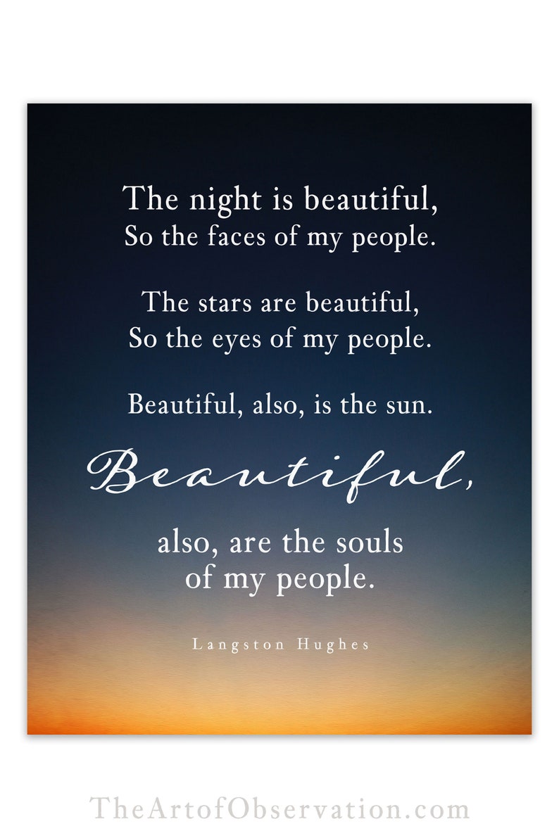 Langston Hughes Poem Wall Art Print My People Quote Beautiful - Etsy