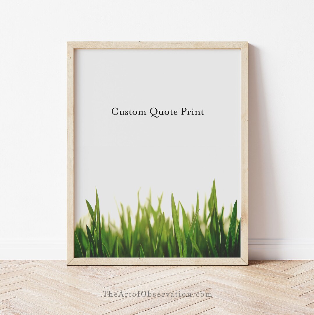 Spring Green Grass Wall Art Print Custom Quote Gift for Her Green Grass ...