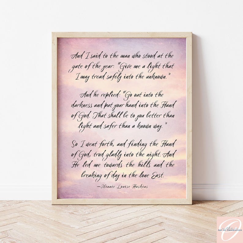 The Gate of the Year Poem Quote Framed Print: God Knows by Minnie ...