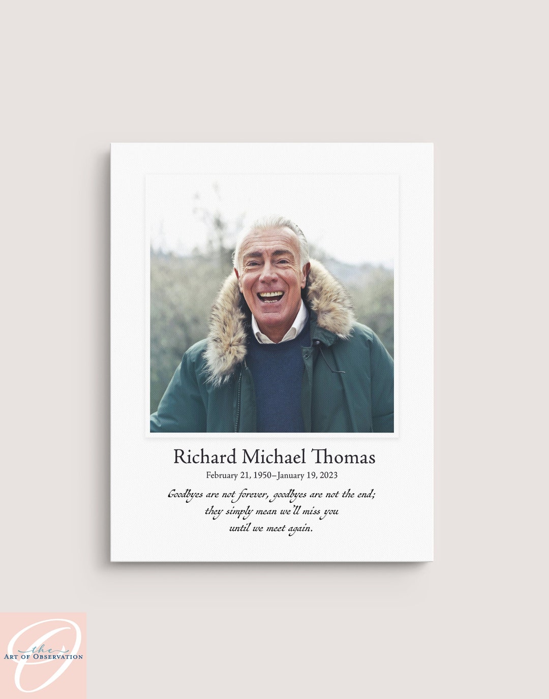 Memorial Canvas Photo Print Personalized Funeral Photo Display Custom ...