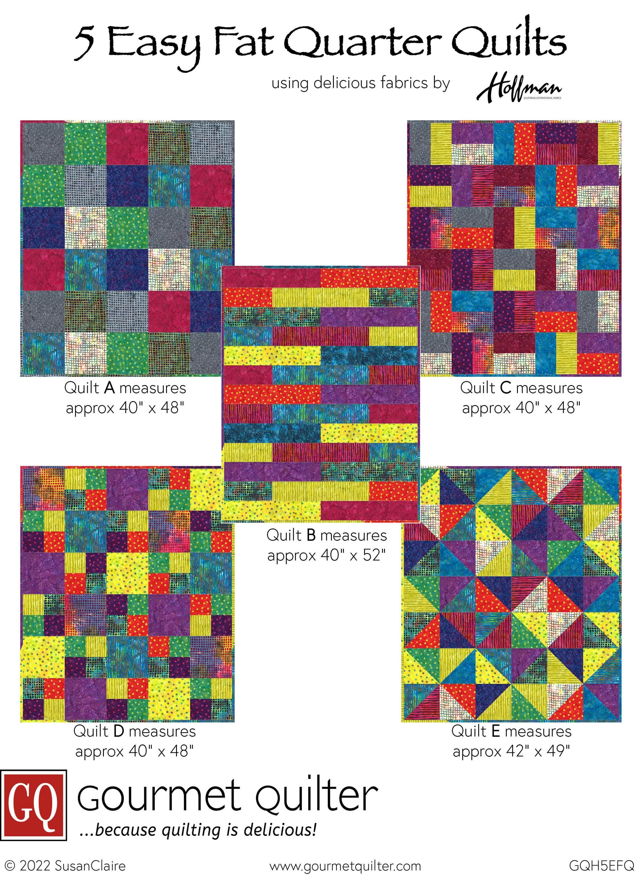 5 Easy Fat Quarter Quilts - a Digital Download Pattern Including How to ...