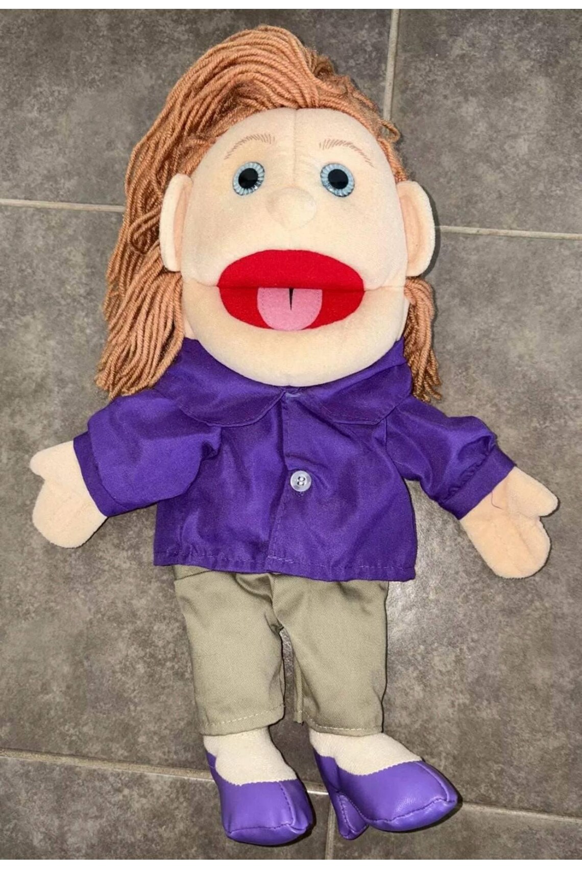 2005 Sunny Toys Mom 15" Glove Hand Puppet Purple Dress Shirt Heels ...