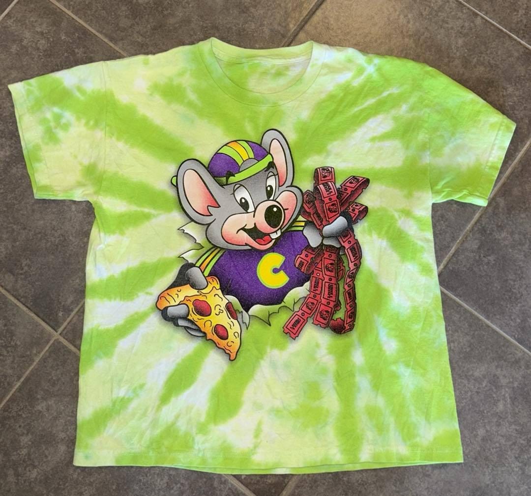 90s Chuck E Cheese Tie Dye Graphic Tee, Ladies Crop Top (small) - Etsy