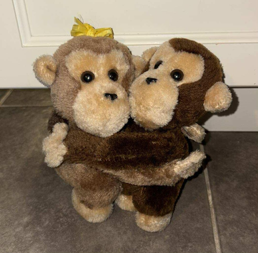 Vintage 1978 Dakin Hugging Plush Monkeys Set 7 Inch - Etsy