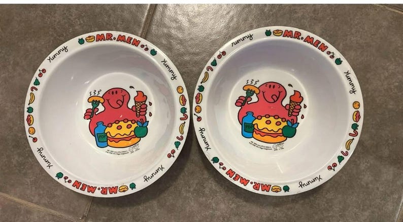 Vintage 1996 Mr. Men Mr Yummy Bowl Kids Snack Melamine 2 Included - Etsy