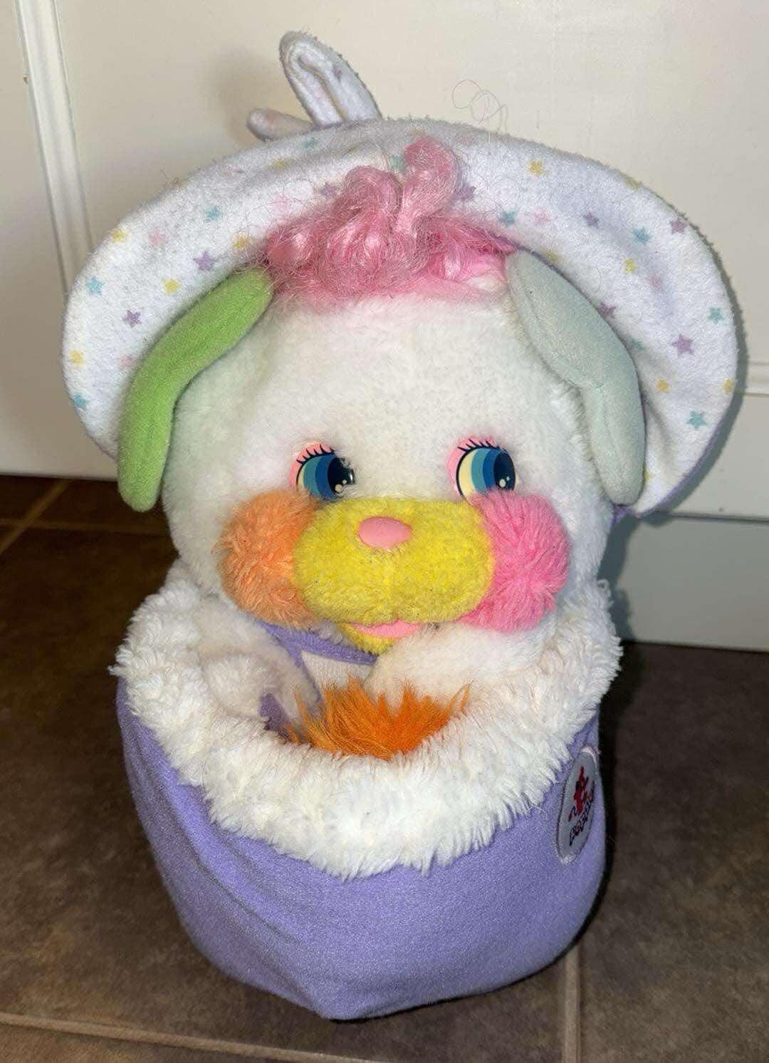 1986 Mattel Popple Baby Bibsy 12” Stuffed Plush Bib Booties Bonnet Tail ...