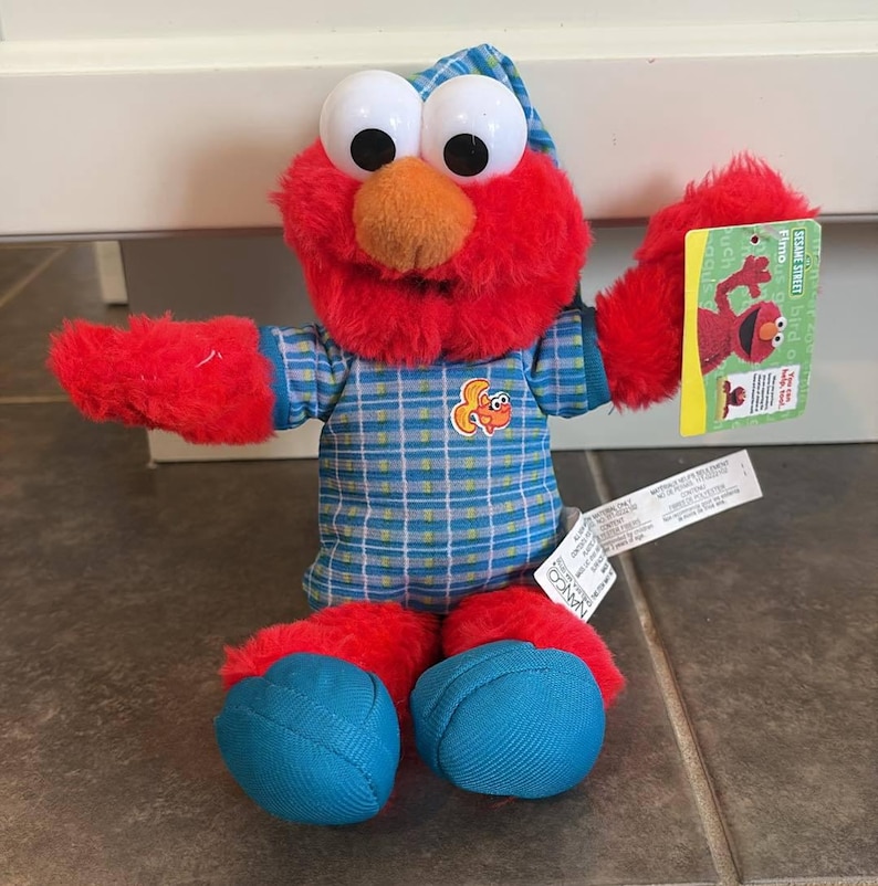 Pajama Elmo Plush Sesame Street Nanco Nighttime Red Blue Stuffed 10" - Etsy