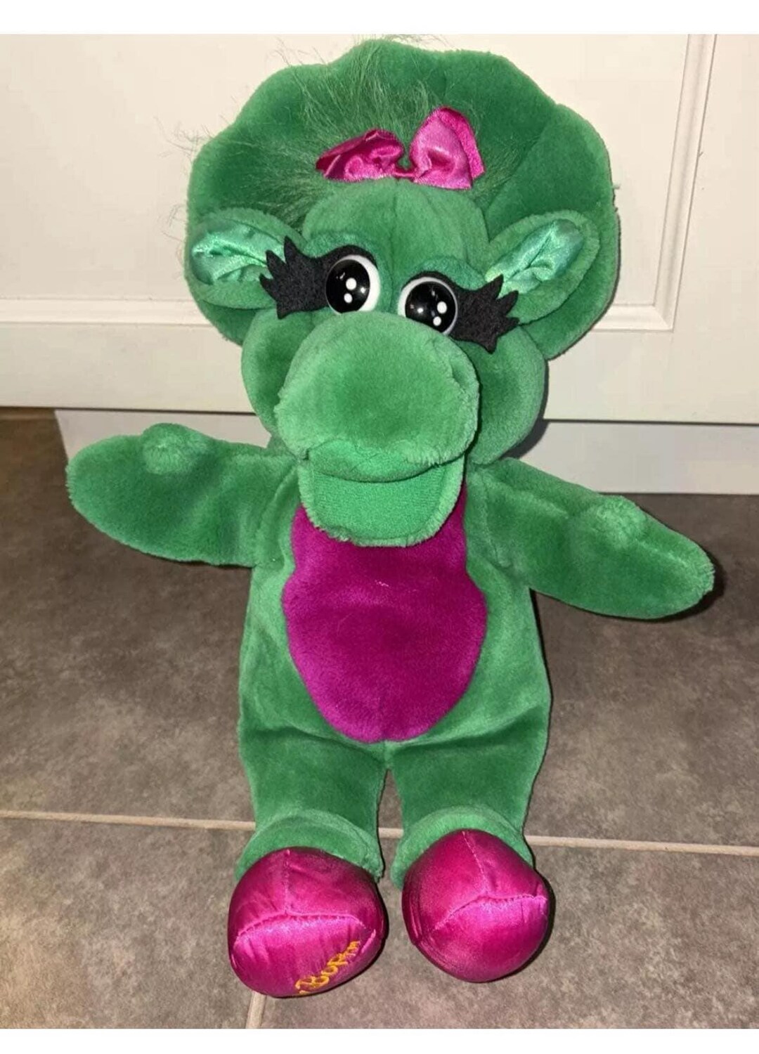 1992 Baby Bop Hand Puppet 14” Plush Green Dinosaur Barney & Friends - Etsy