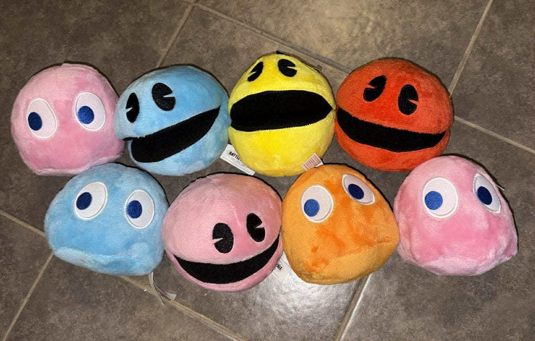 Pac-man Plush Set of 8 Arcade Royal Rumble 80's Game 4" Stuffed Doll ...