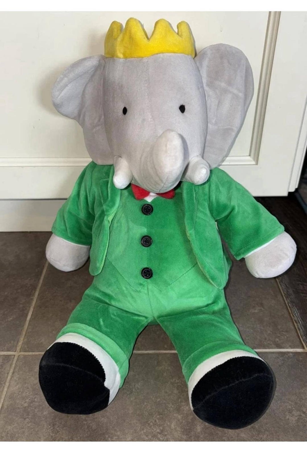 Vintage BABAR the Elephant Plush Doll Green Crown King 17" - Etsy