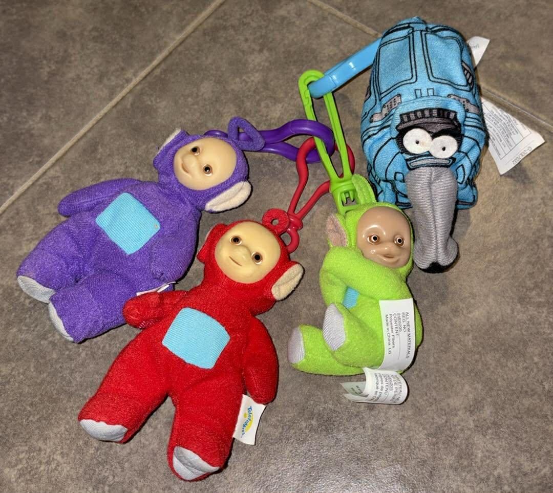 Vintage 1999 Teletubbies Plush Keychains Beanie Burger King Lot 4 ...