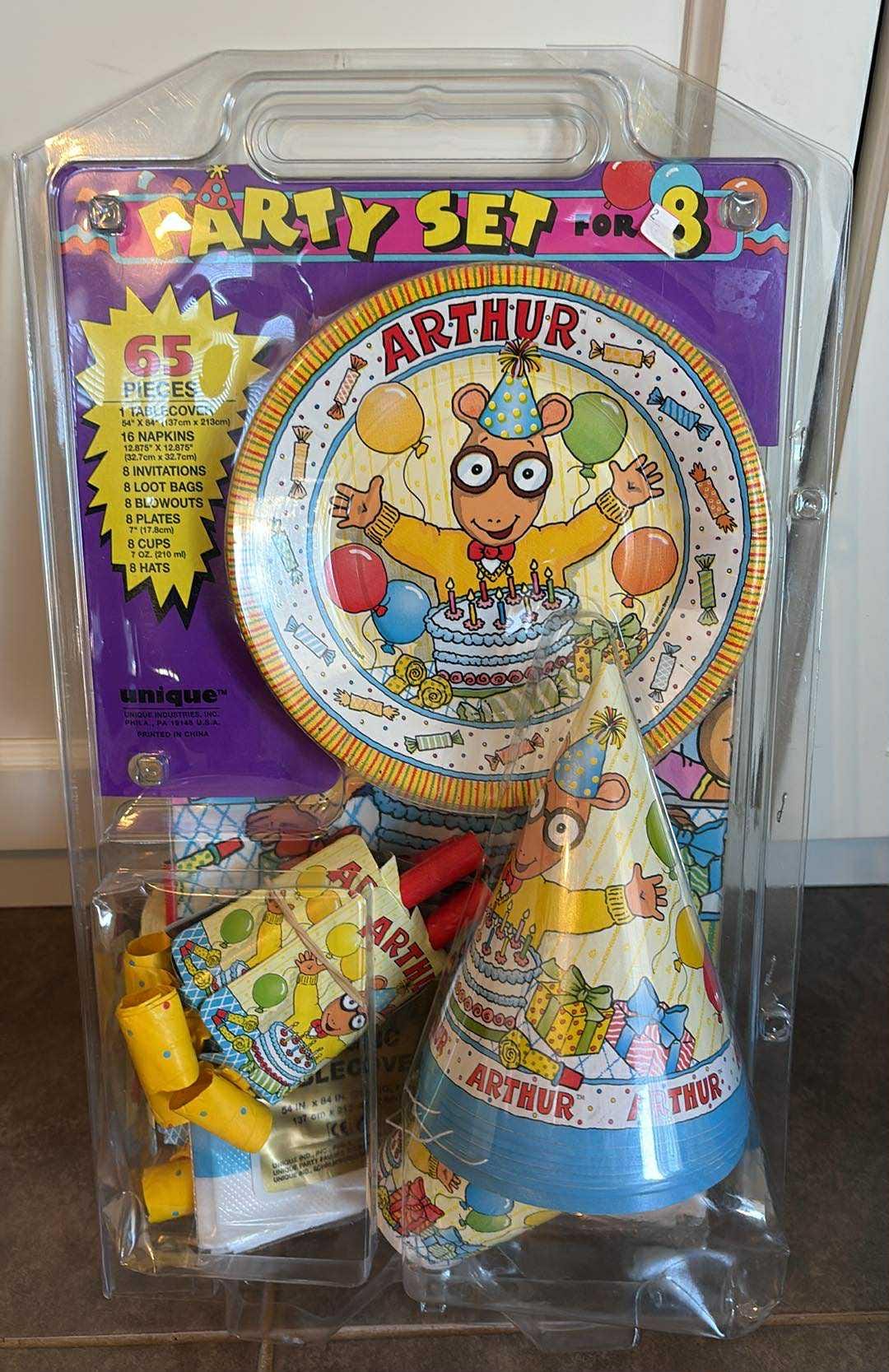 Vintage PBS Kids Arthur Party Set Hats Plates Etc Kit - Etsy