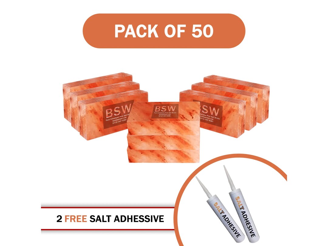 Himalayan Pink Salt Bricks 8x4x2 Pink Salt Blocks Pack of 50 With 3 ...