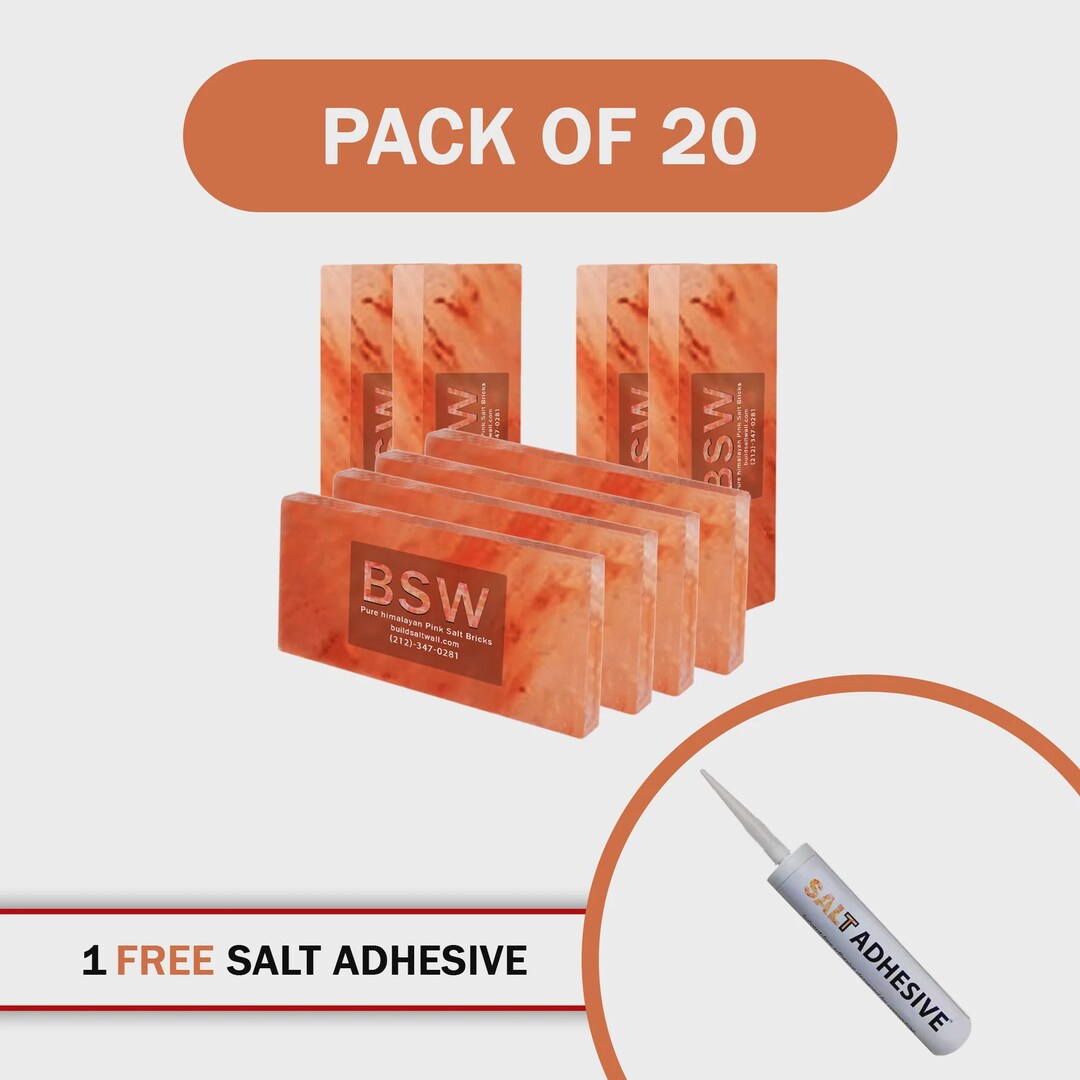Build 4 Sq Ft Salt Wall Himalayan Pink Salt Bricks 20 Salt Tiles 8x4x1 ...