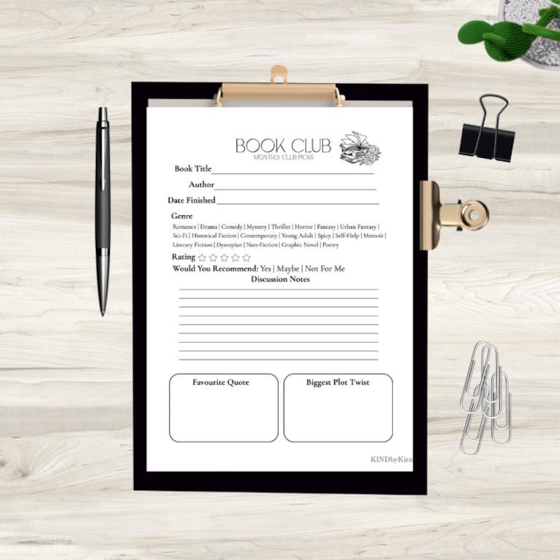 Book Club Tracker Printable Bundle – 4 Covers + 10+ Pages | Digital ...