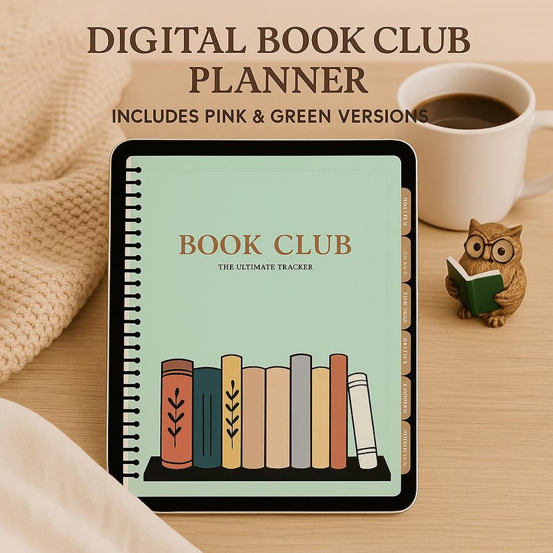 Book Club Digital Planner | Hyperlinked + Printable | Cozy Reading ...