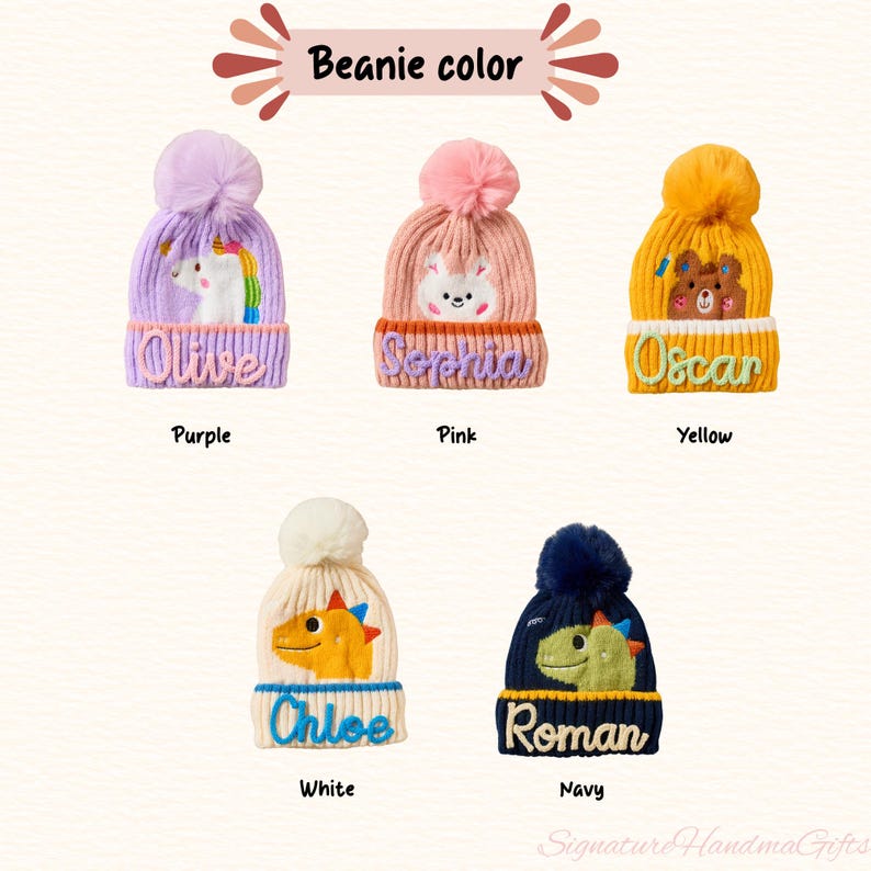 Personalized Kids Beanies | Cotton-lined Warmth | Custom Name Gifts for ...