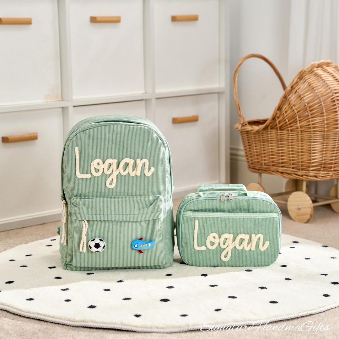 Personalized Kids Backpack & Lunchbox Set | Custom Embroidered Names ...