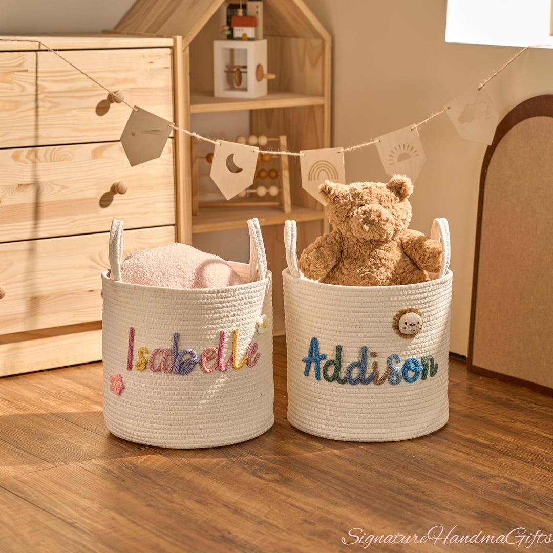 Personalized Storage Basket for Kids | Custom Name Embroidery | Toy ...