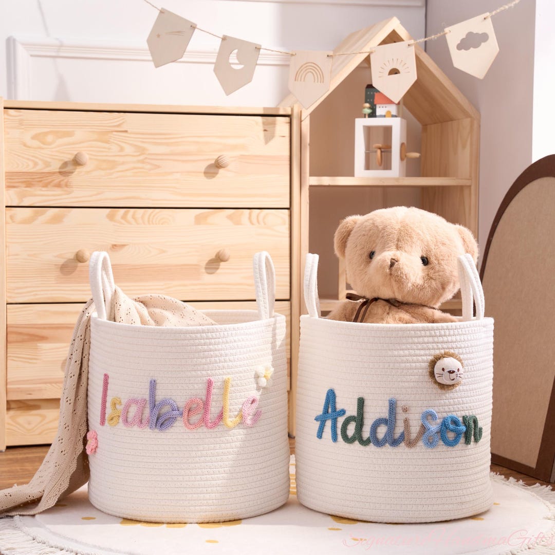 Personalized Storage Basket for Kids | Custom Name Embroidery | Toy ...