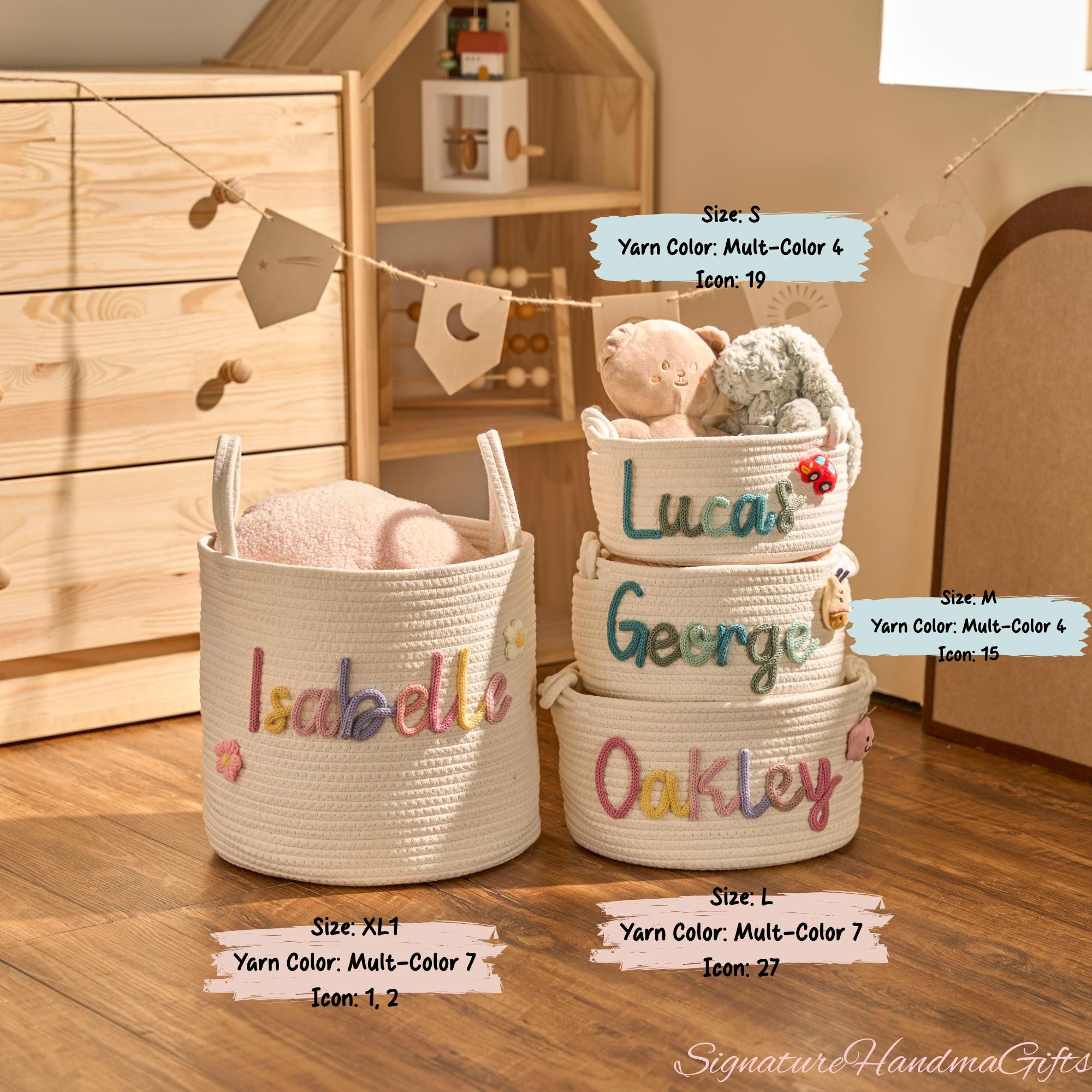 Personalized Storage Basket for Kids | Custom Name Embroidery | Toy ...