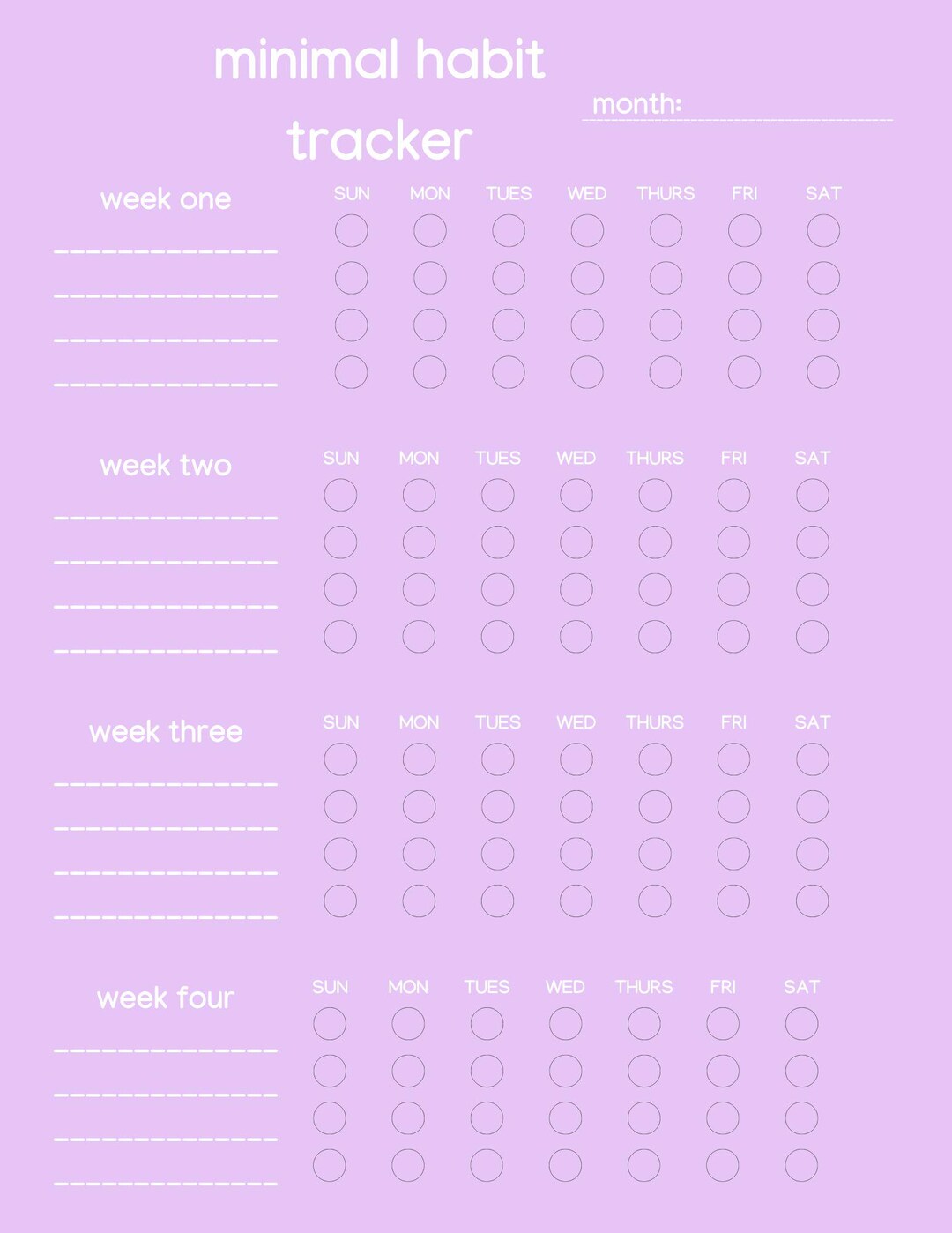 PRINTABLE Digital Daily Habit Tracker Downloadable PDF - Purple - Etsy