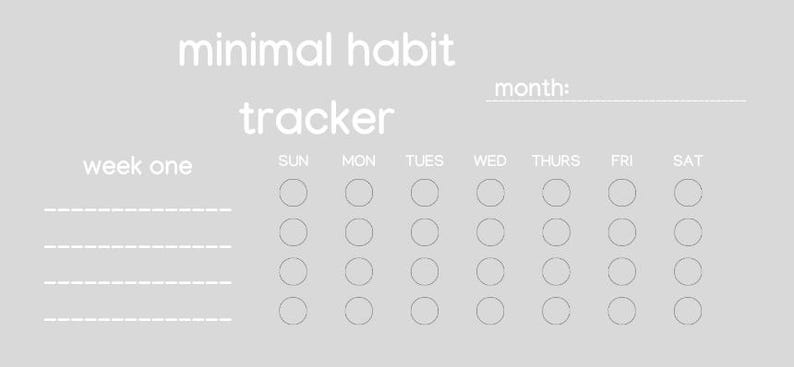 PRINTABLE Digital Daily Habit Tracker Downloadable PDF - Light Gray - Etsy