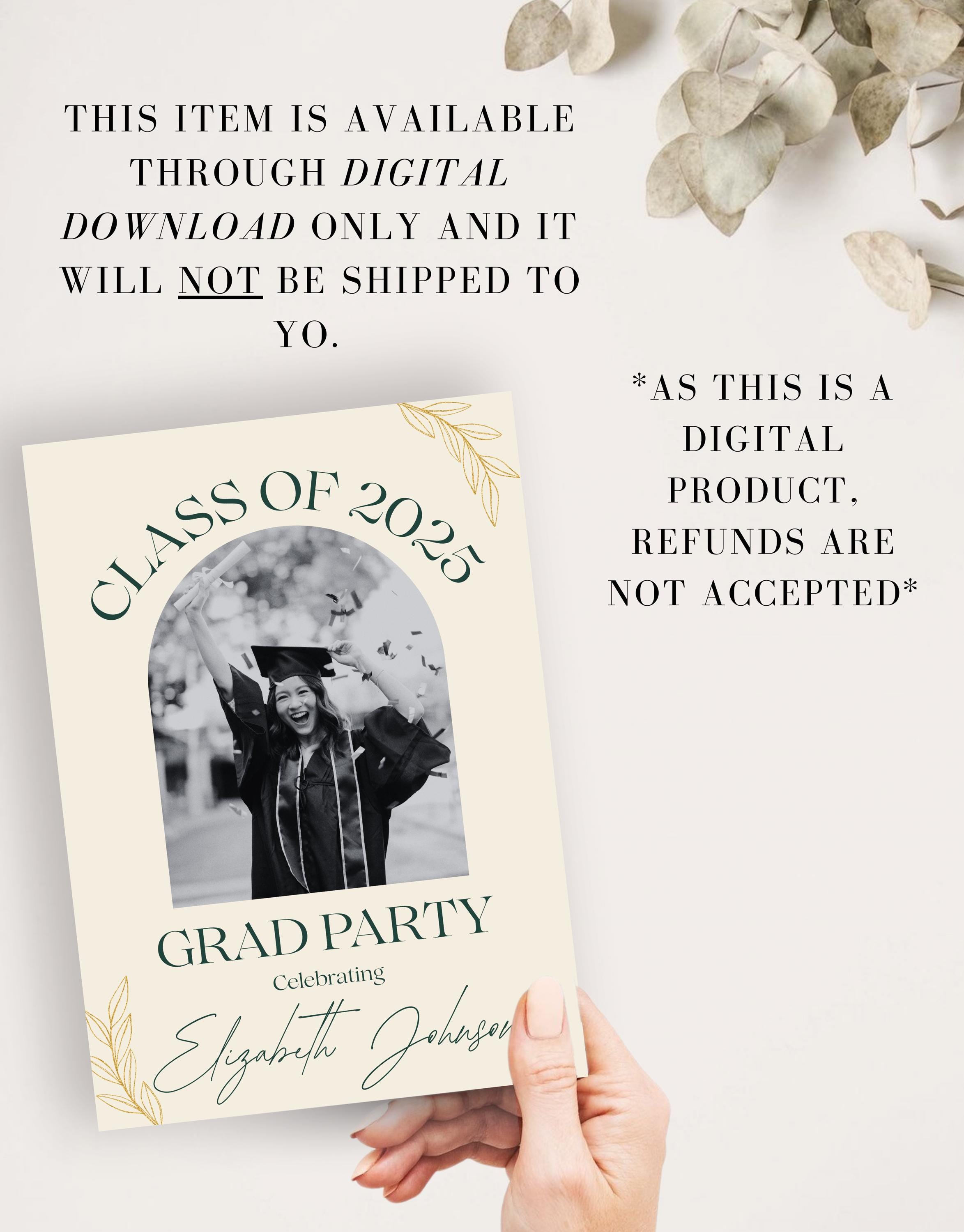 Boho Graduation Invitation, Canva Template, Editable Grad Party Invite ...