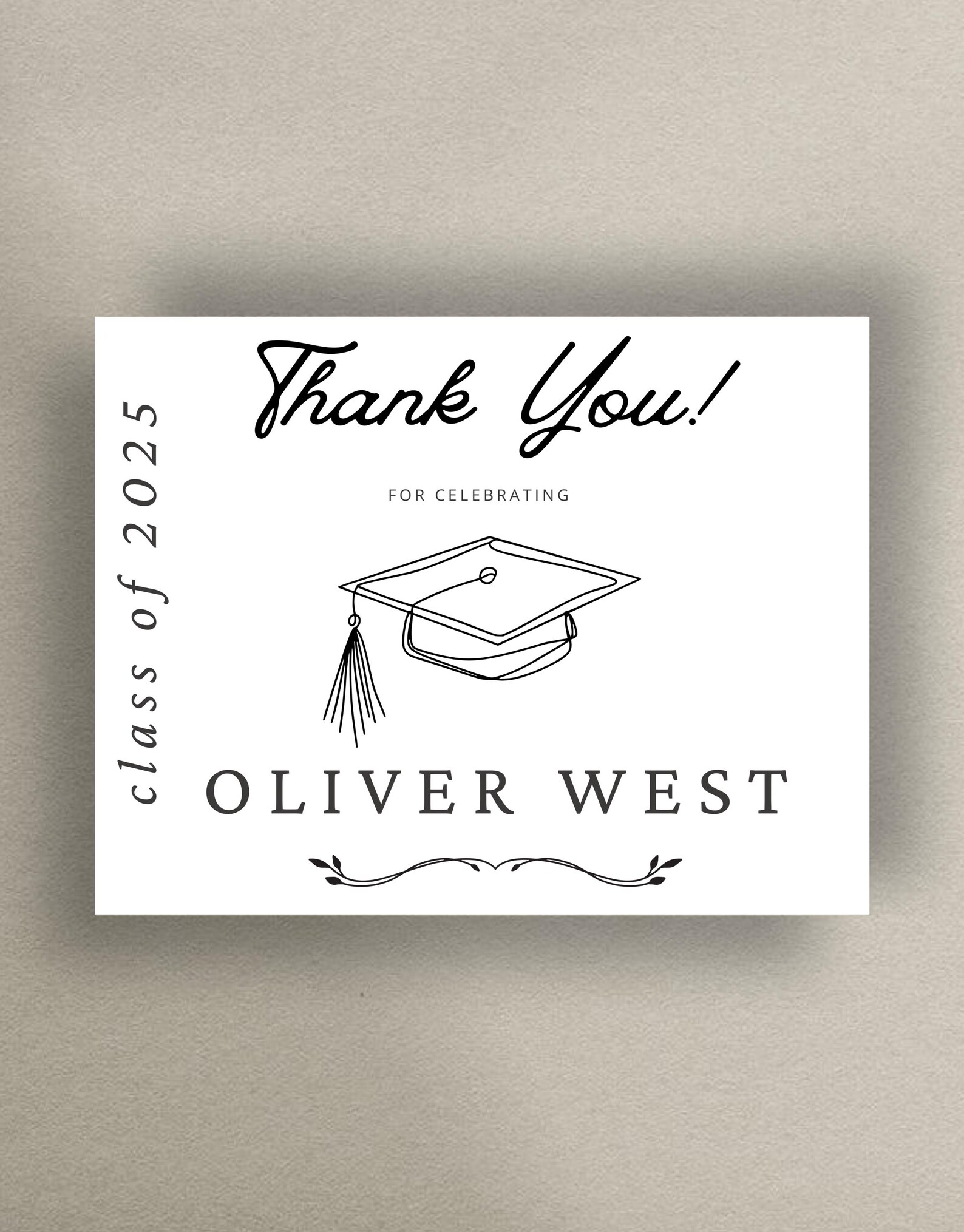 Graduation Thank You Card, Graduation Thank You Note, Grad Cap Tag ...