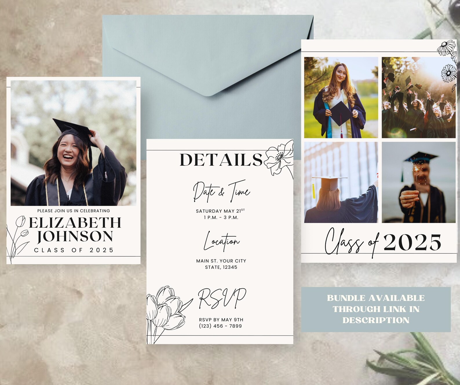 Class of 2025 Graduation Announcement Canva Template Senior Grad Party ...