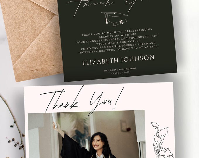 Graduation Thank You Card Canva Template, High School Canva Card ...
