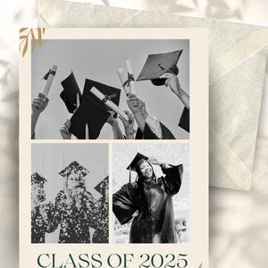 Boho Graduation Invitation, Canva Template, Editable Grad Party Invite ...