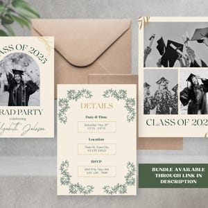 Boho Graduation Invitation, Canva Template, Editable Grad Party Invite ...