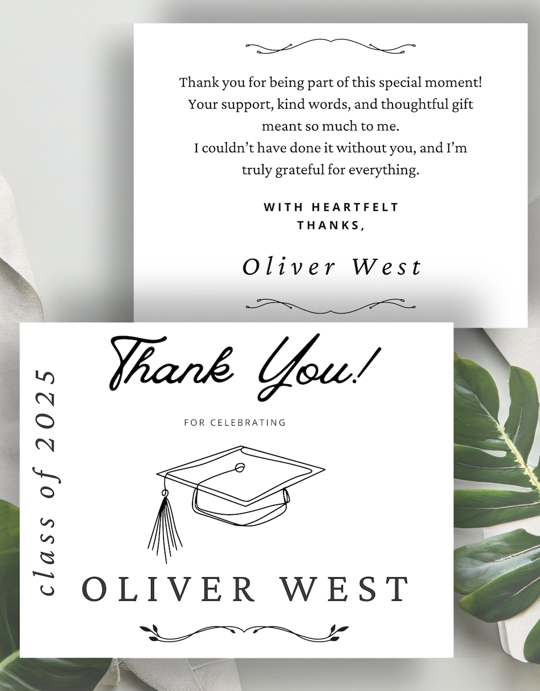 Graduation Thank You Card, Graduation Thank You Note, Grad Cap Tag ...