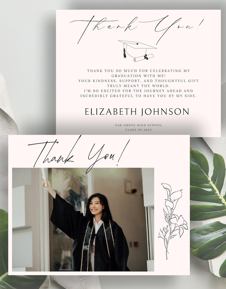 Graduation Thank You Card Canva Template, High School Canva Card ...