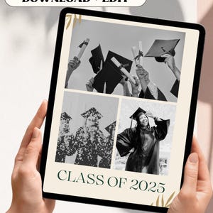 Boho Graduation Invitation, Canva Template, Editable Grad Party Invite ...