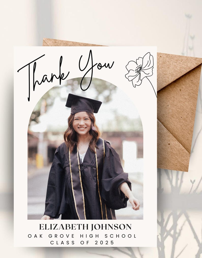 Graduation Thank You Card, Graduation Thank You Note, Boho Graduation ...
