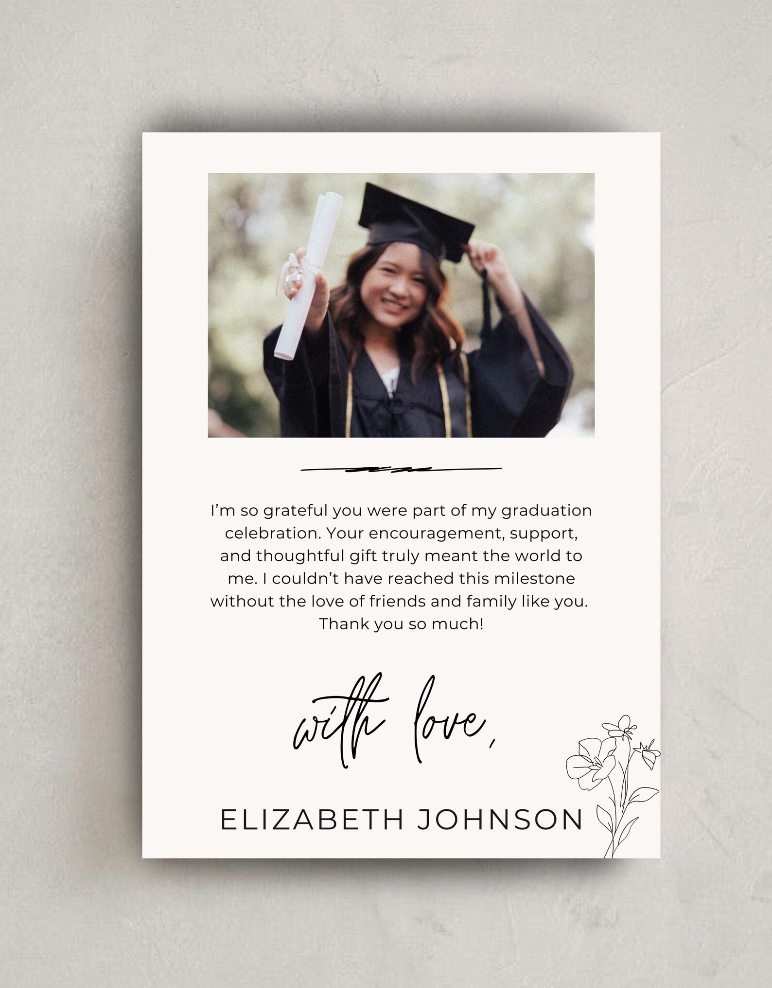 Graduation Thank You Card, Graduation Thank You Note, Boho Graduation ...