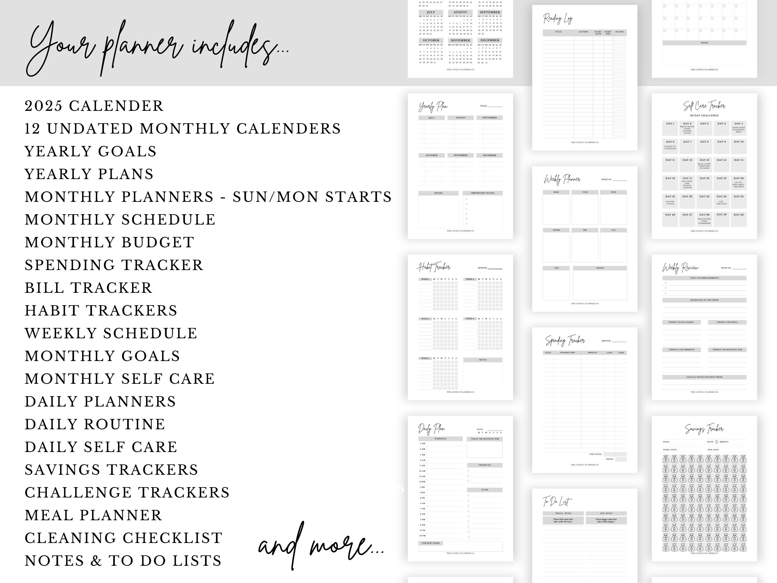 Productivity Printable Planner, Personal Planner, Monthly Weekly Daily ...