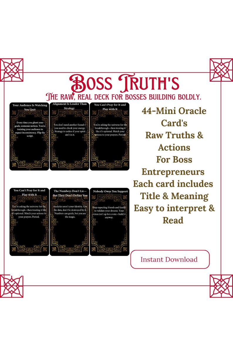 Boss Truths Mini Oracle Deck | Printable Business Oracle Cards | 44 ...