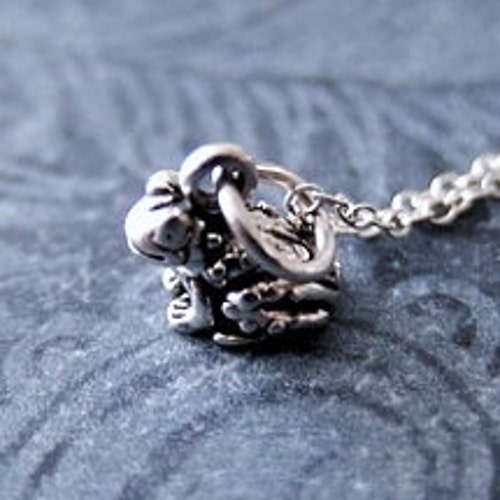 Tiny Toad Necklace Sterling Silver Toad Charm on a Delicate - Etsy