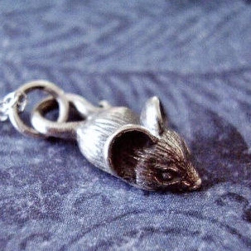 Tiny Mouse Charm Necklace Sterling Silver - Etsy